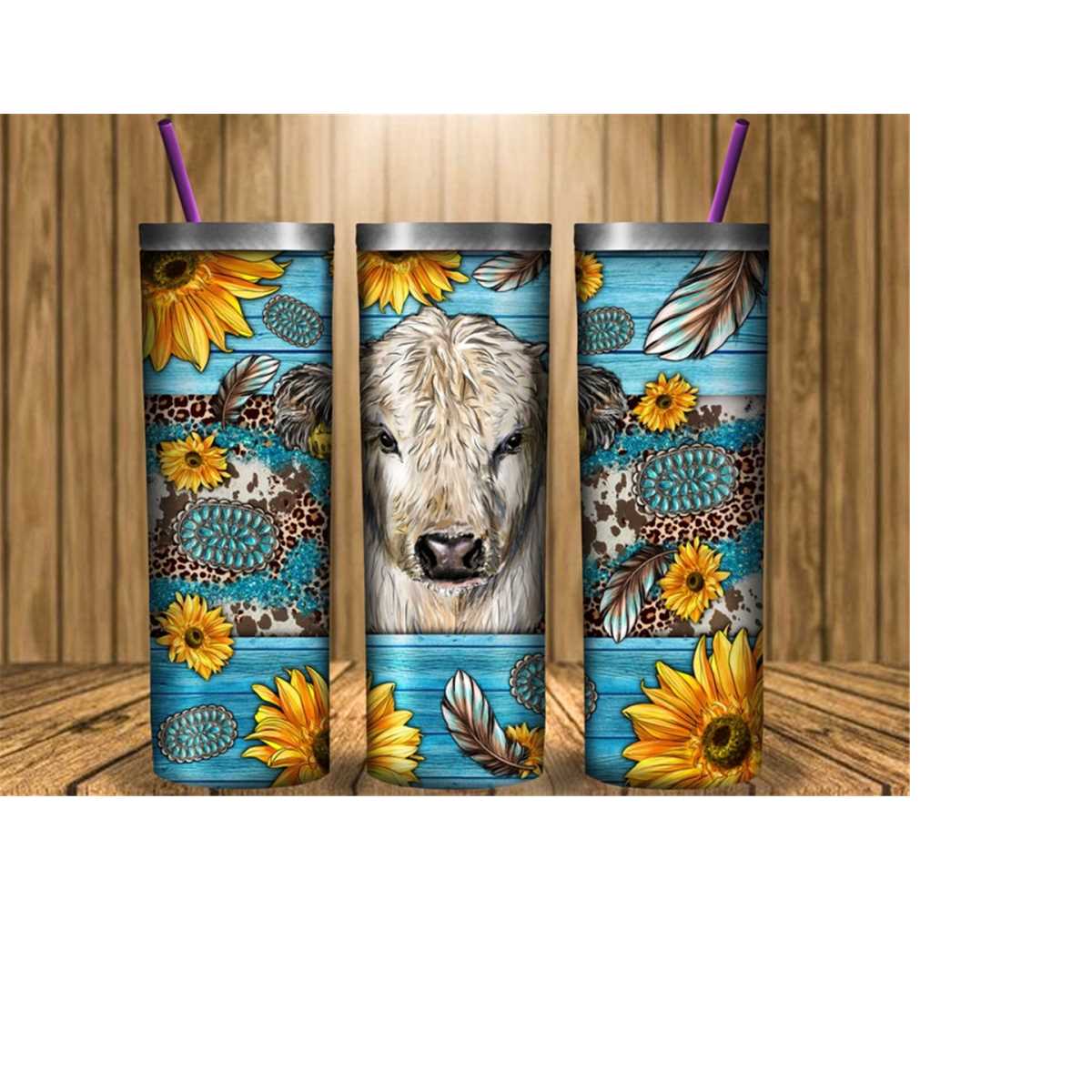 Western White Cattle Tumbler Sublimation Png, Cow Tumbler Pn - Inspire ...