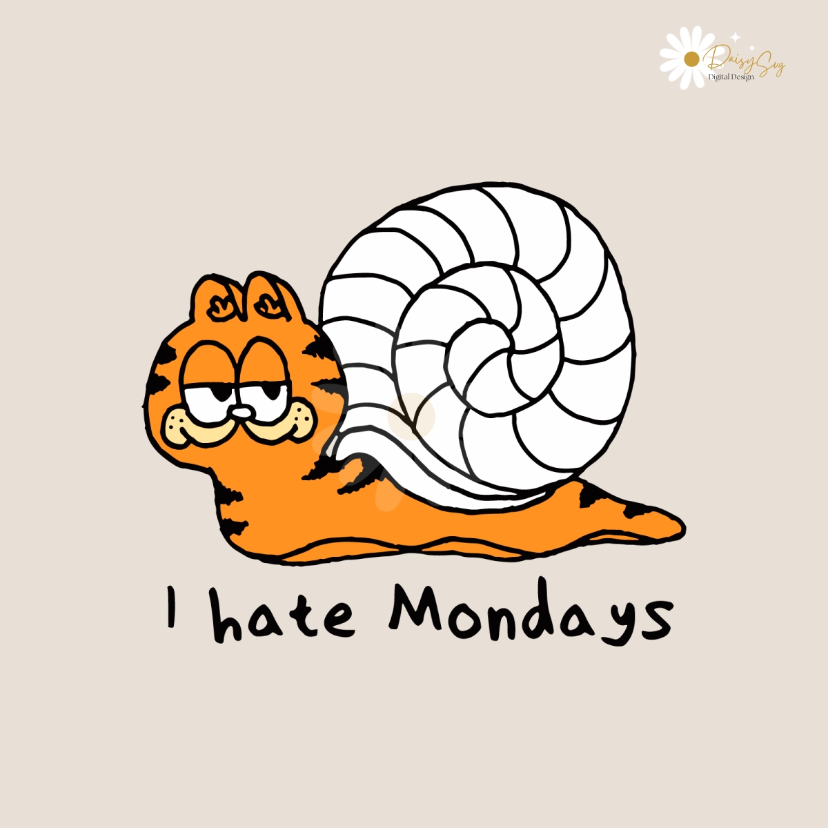 Garfield I Hate Mondays Snail SVG Graphic Design File - Inspire Uplift
