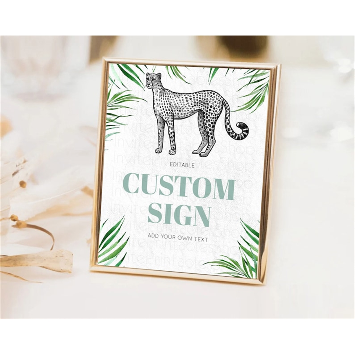 Cheetah Sign Cheetah Party Sign Template Safari Adventure Ta - Inspire ...