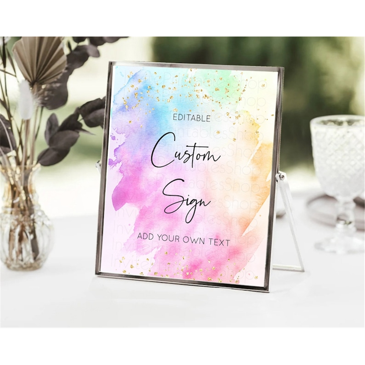 Pastel Sign Ombre Table Sign Decor Pastel Ombre Rainbow Wate - Inspire ...