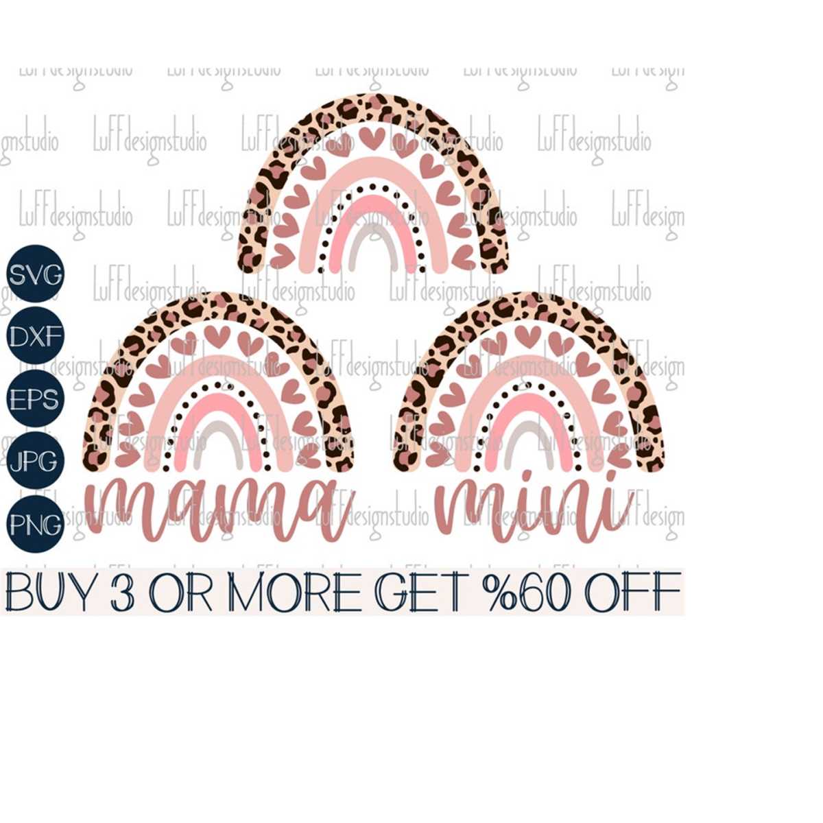 Mama and Mini SVG, Rainbow SVG, Leopard Boho Rainbow PNG, Mo | Inspire ...