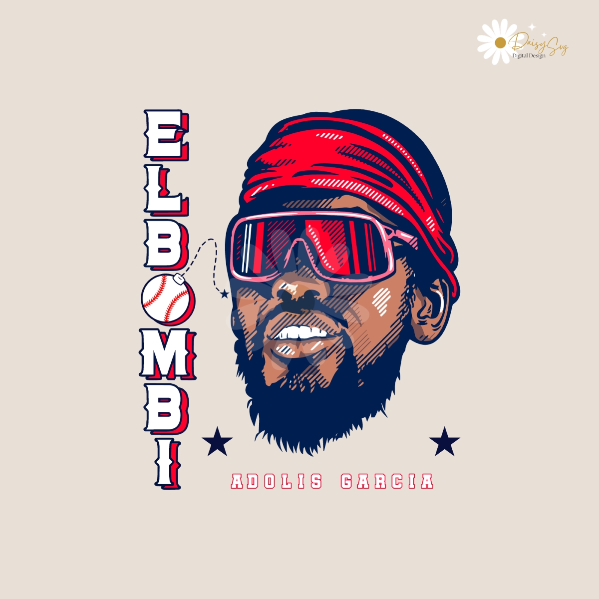 Adolis Garcia El Bombi MLB Player SVG For Cricut Files - Inspire Uplift