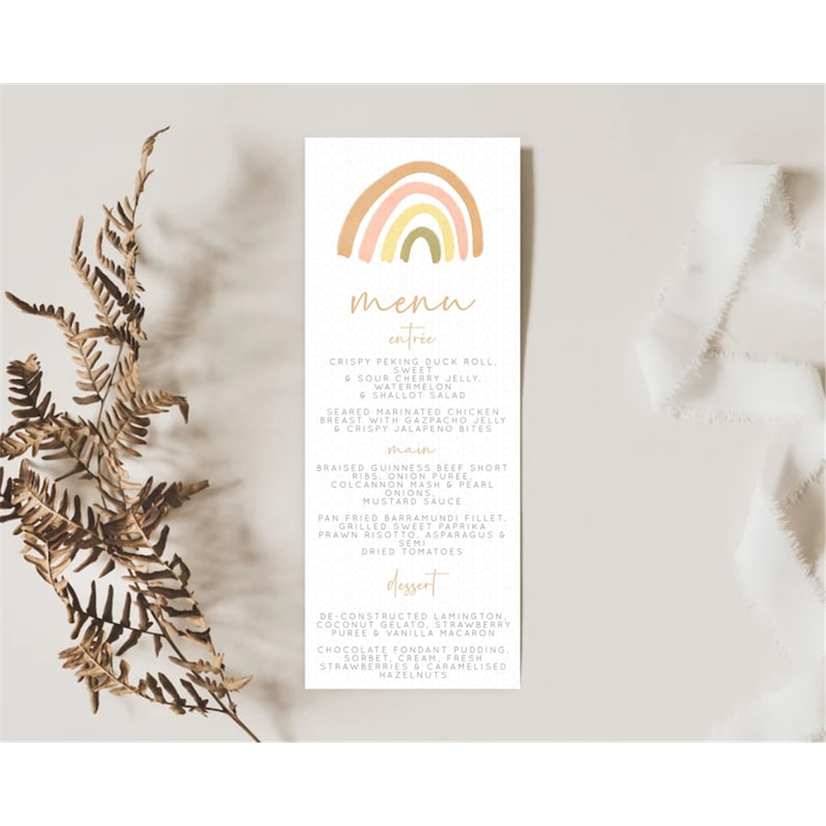 Pastel Rainbow Menu Boho Rainbow Menu Template Rainbow Boho | Inspire ...