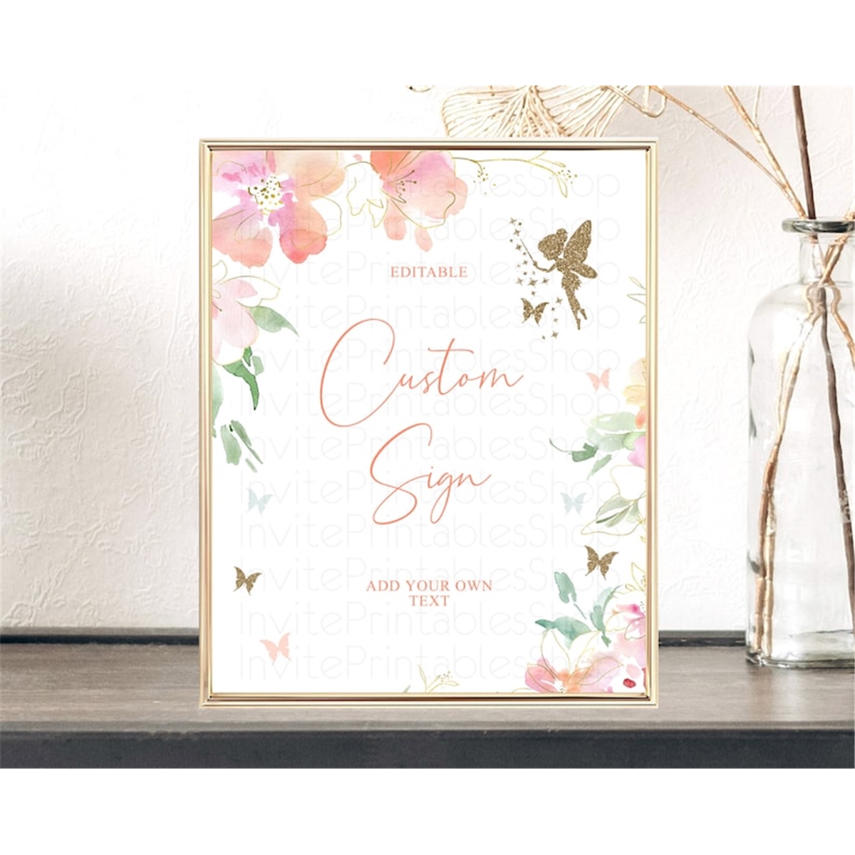Fairy Sign Enchanted Garden Table Sign Dcor Pastel Floral Bu | Inspire ...