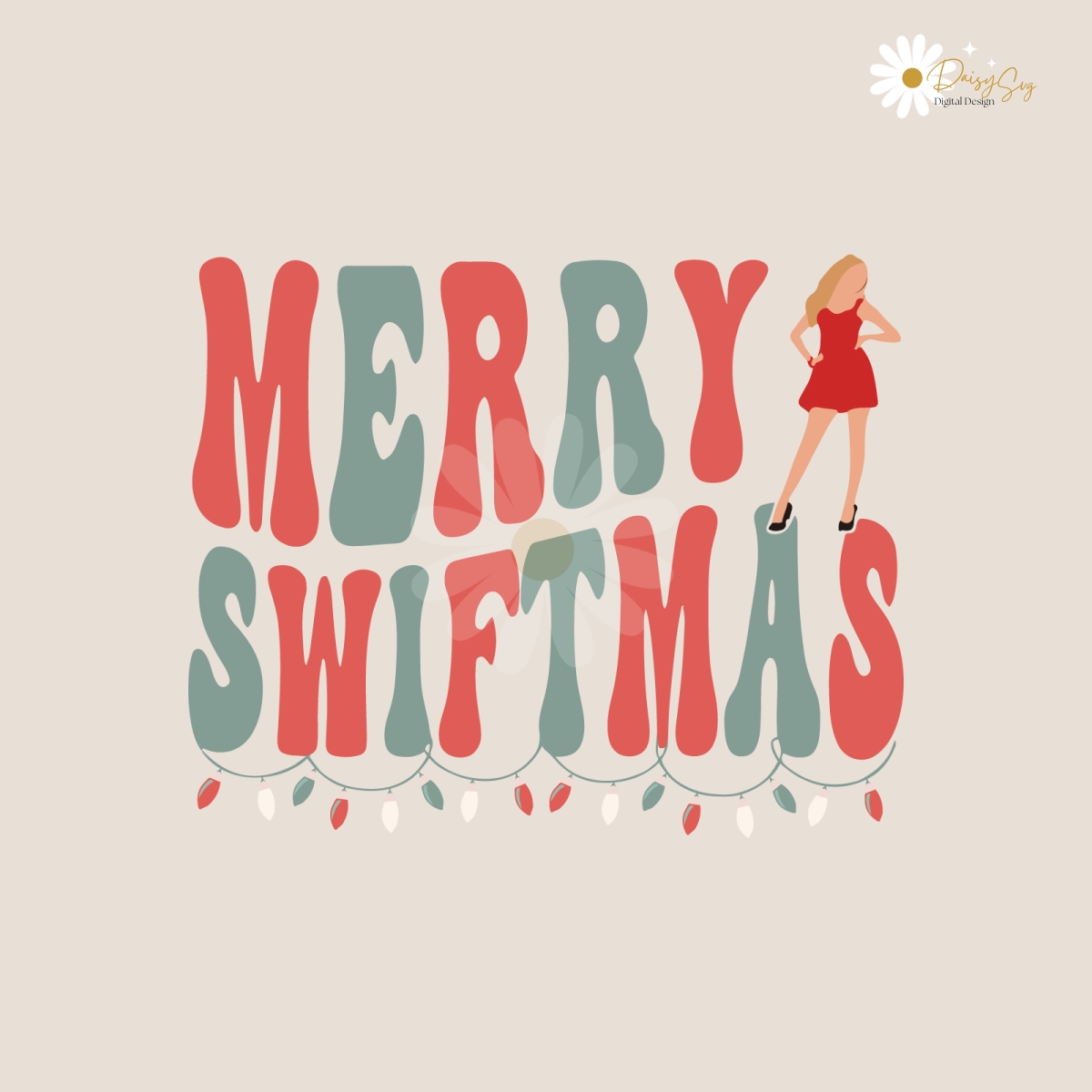 Merry Swiftmas Christmas Lights SVG Cutting Digital File | Inspire Uplift