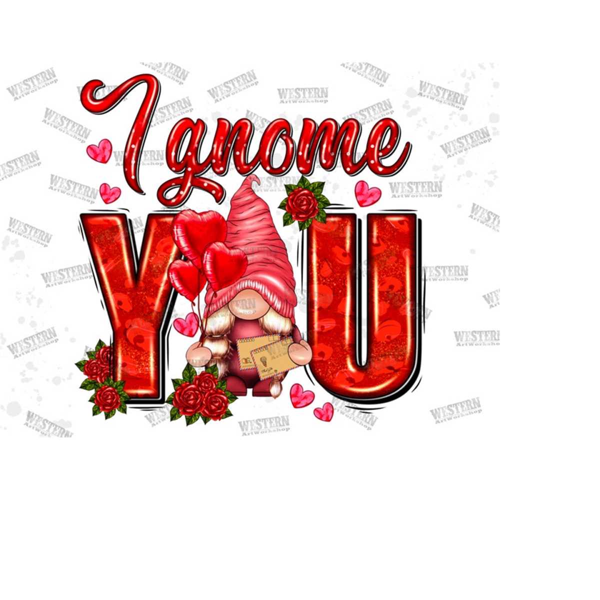 I gnome you with roses png sublimation design download, Vale - Inspire ...