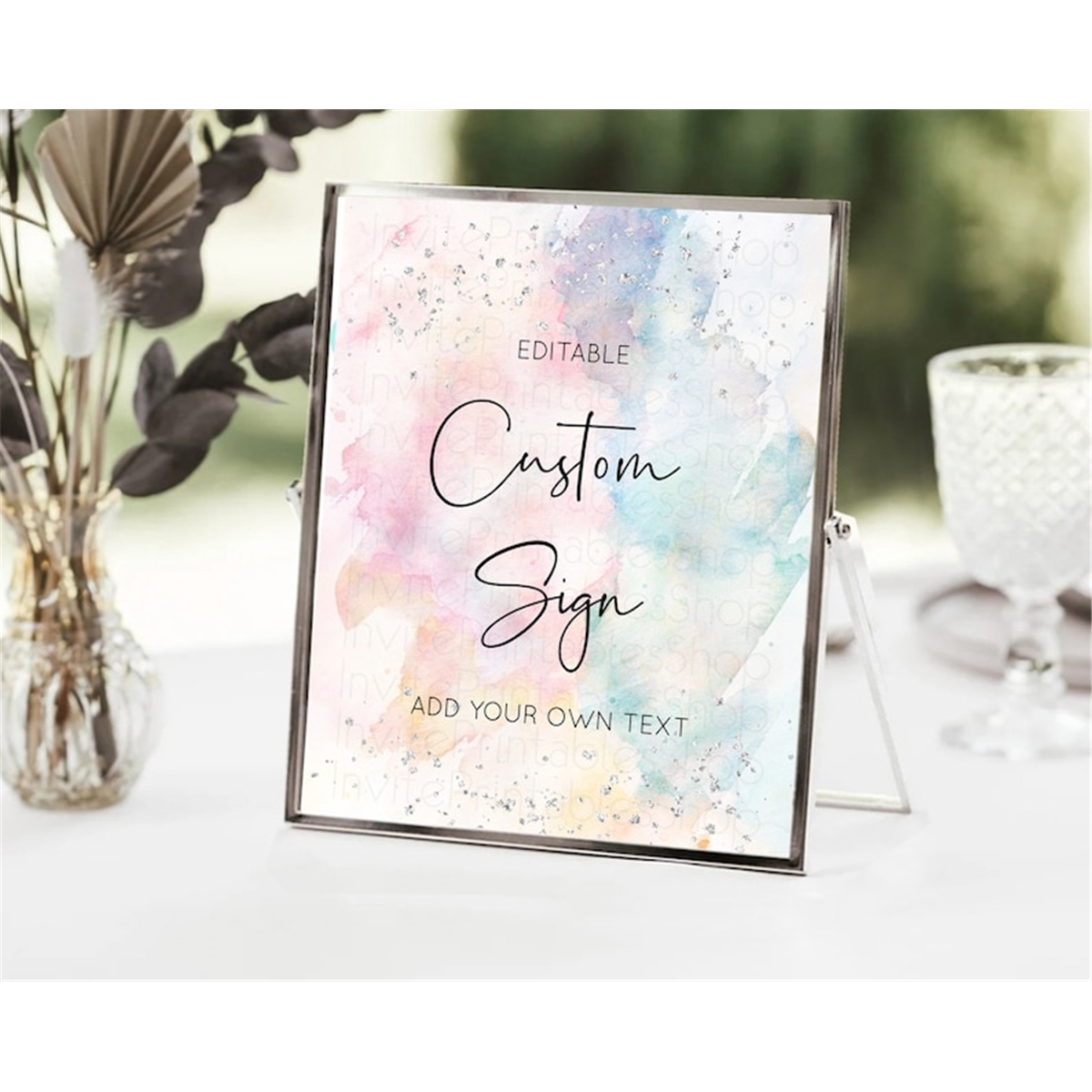 Pastel Colors Silver Table Sign Decor Rainbow Colorful Ombre - Inspire ...