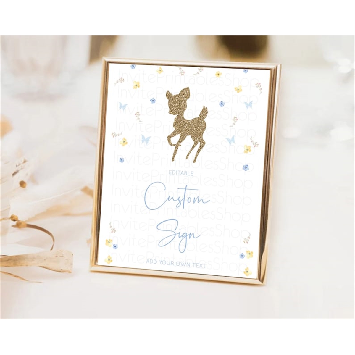 Fawn Deer Sign Pastel Floral Deer Table Sign Decor Enchante - Inspire ...