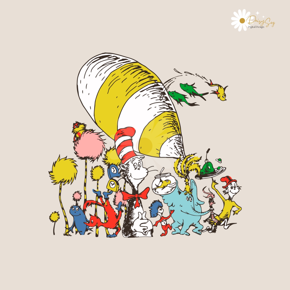 Funny Dr Seuss Characters SVG Graphic Design File - Inspire Uplift