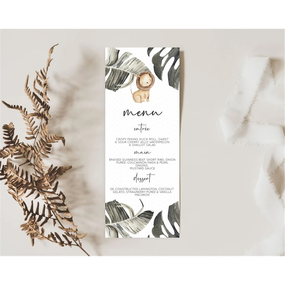 Lion Menu Lion Menu Template Lion Party Table Decor Safari A - Inspire ...