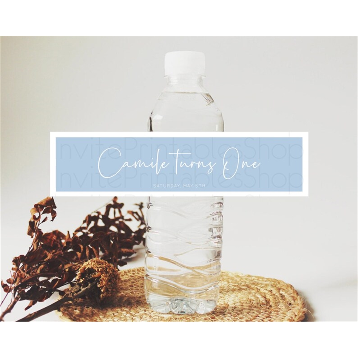 Minimalist Blue Water Label Template Simple Modern Blue Part - Inspire ...