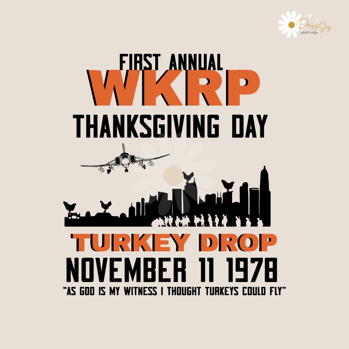 Vintage Thanksgiving Turkey Drop First Annual WKRP SVG File - Inspire ...