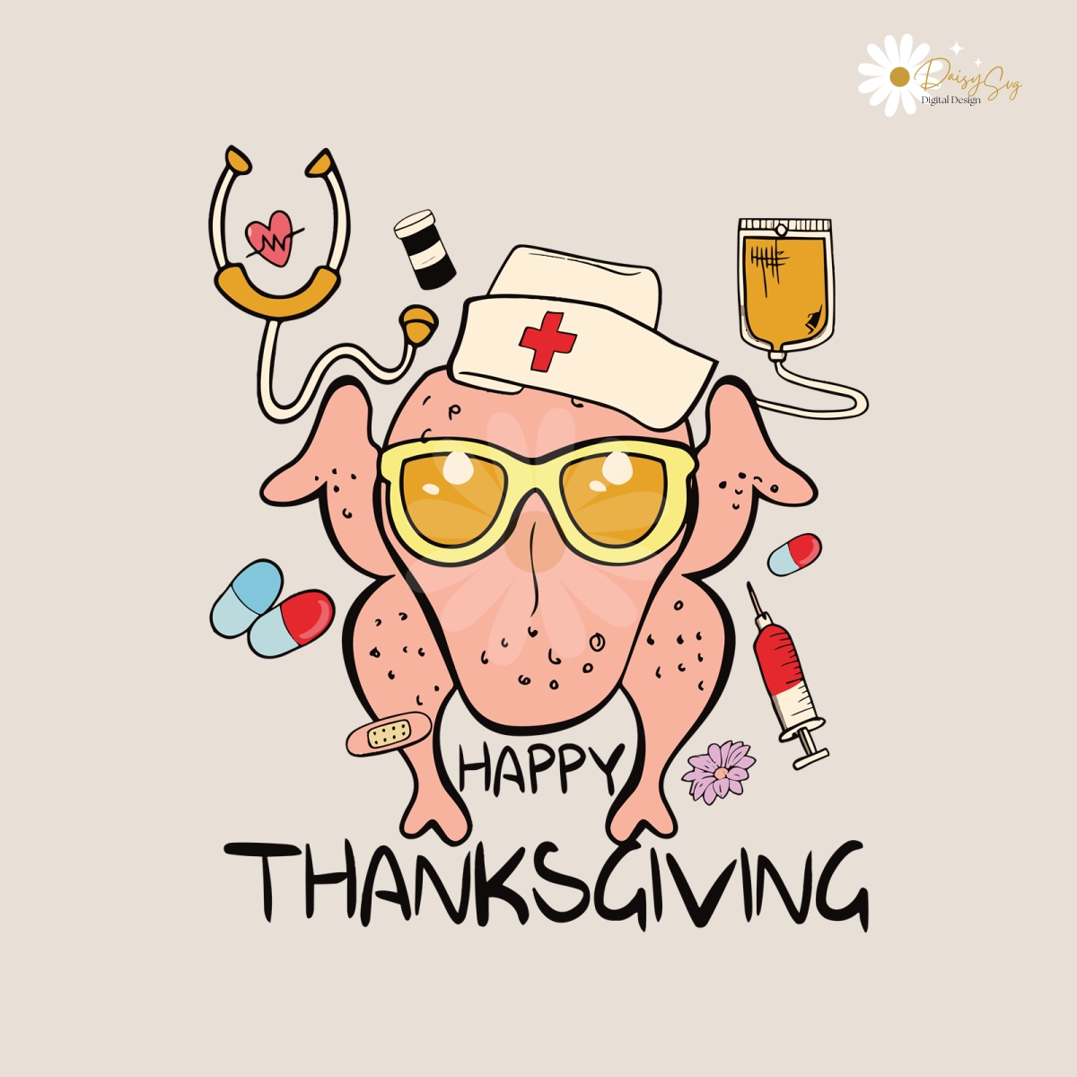 Happy Thanksgiving Nurse SVG Cutting Digital File - Inspire Uplift