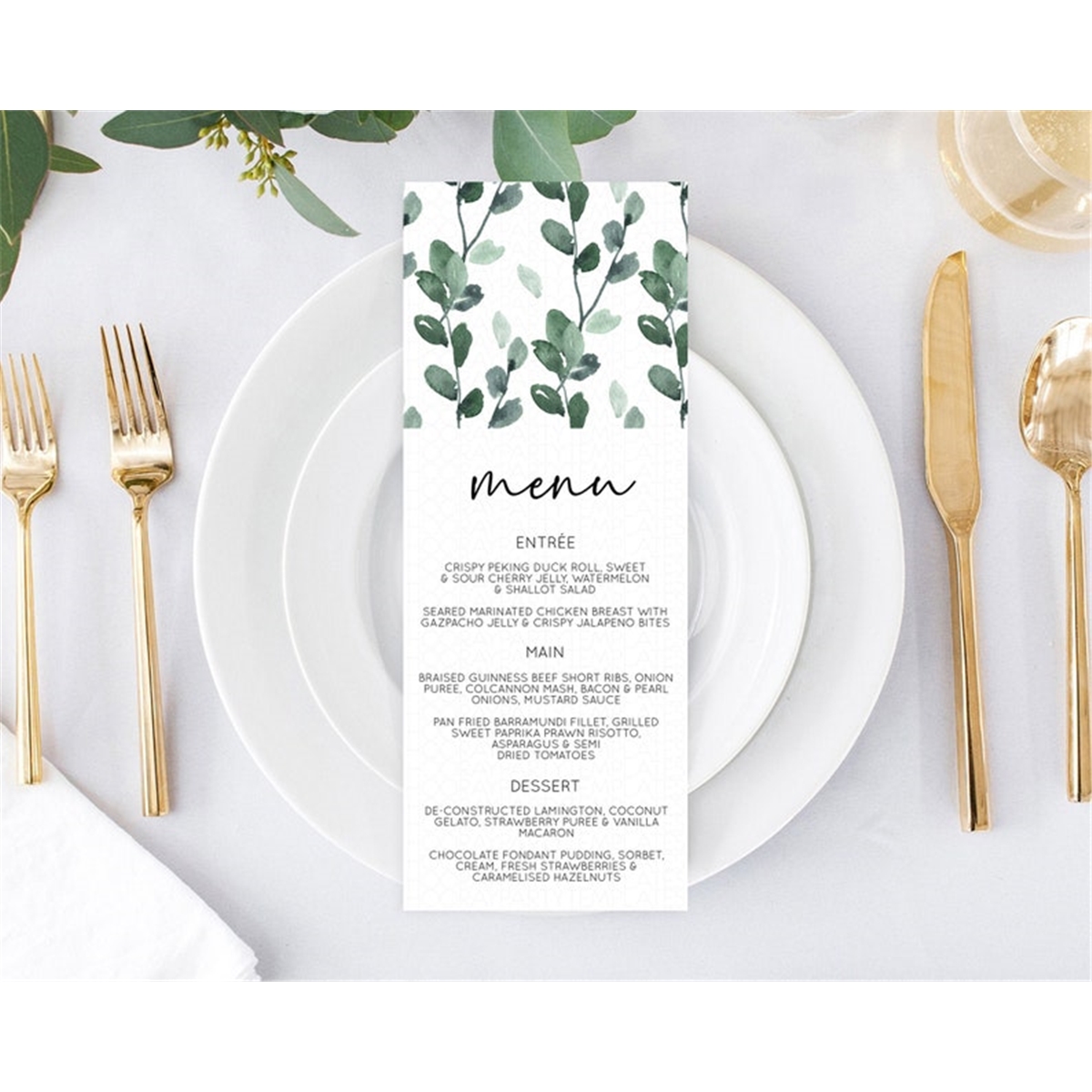 Leafy Menu Green Leaf Menu Template Eucalyptus Fern Leaves D - Inspire ...