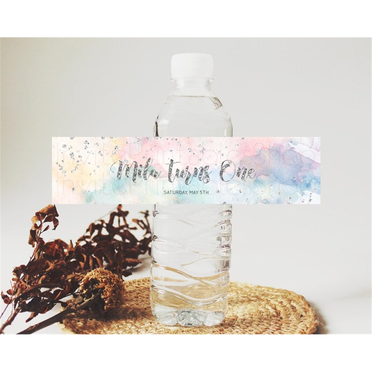 Pastel Silver Water Label Template Rainbow Colorful Ombre Co - Inspire ...
