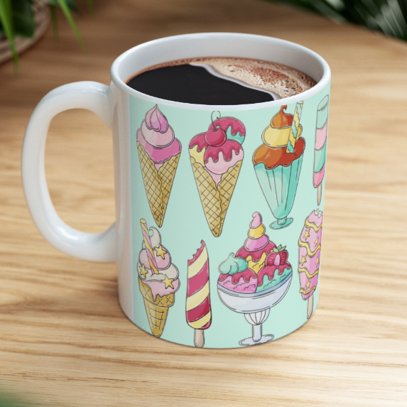 set of 2 bright mugs with an original designer print - Inspire Uplift