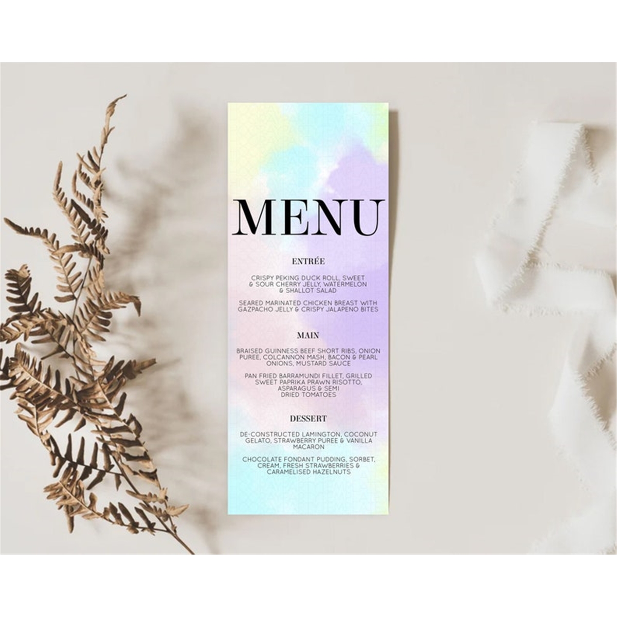 Pastel Menu Pastel Rainbow Menu Template Colorful Pastel Tab | Inspire ...