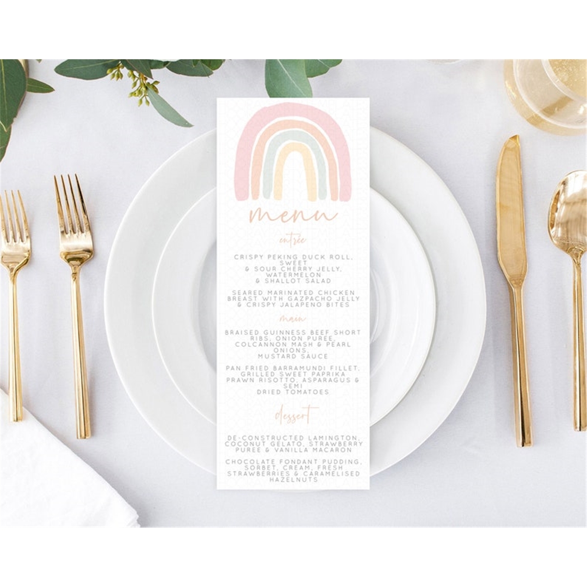 Pastel Rainbow Menu Boho Rainbow Menu Template Rainbow Boho | Inspire ...