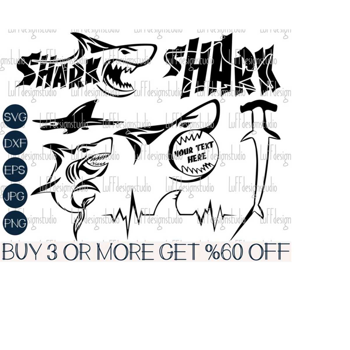 Shark SVG Bundle, Sharkbeat SVG, Shark Fin SVG, Shark Clipar | Inspire ...