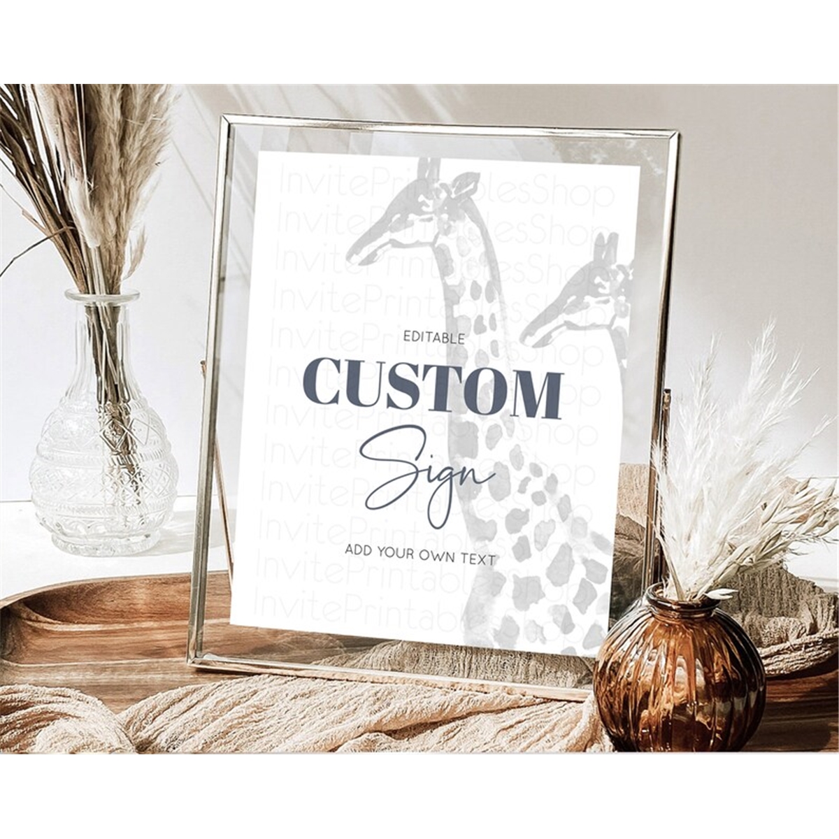 Giraffe Sign Giraffe Party Sign Template Safari Adventure Ta - Inspire ...