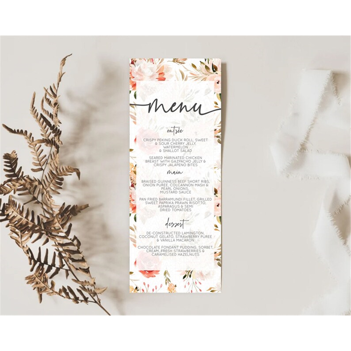 Secret Garden Menu Wildflower Menu Template Pastel Flower Ga - Inspire ...
