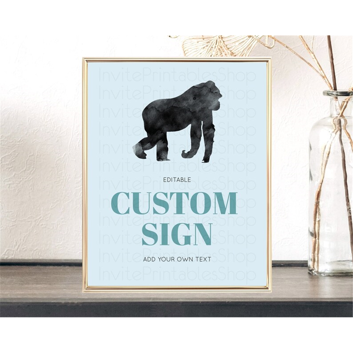 Gorilla Table Sign Decor Gorilla Party Sign Template Safari - Inspire ...