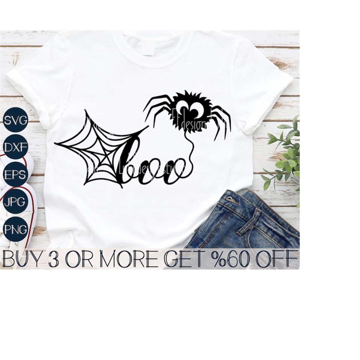 Boo with Spider SVG, Halloween SVG, Spider Web SVG, Funny Sa | Inspire ...