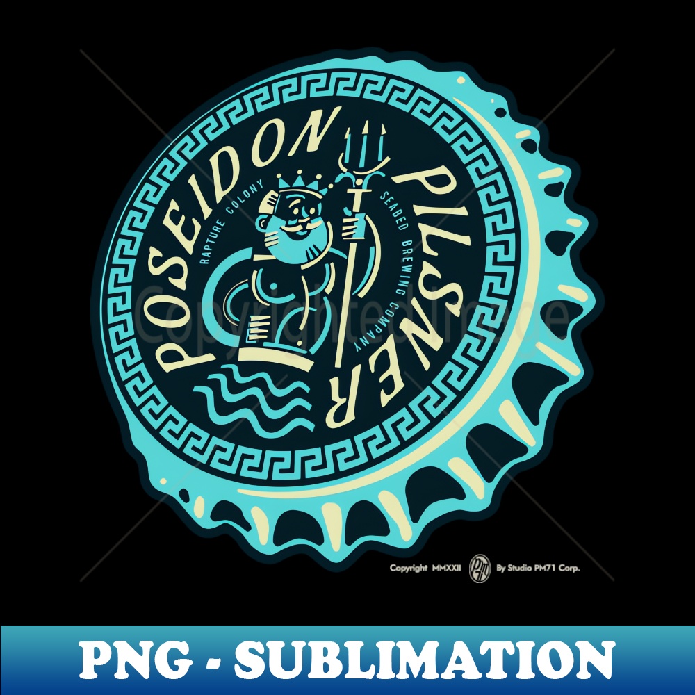 Vintage Poseidon Pilsner Bottlecap - Vintage Sublimation PNG | Inspire ...
