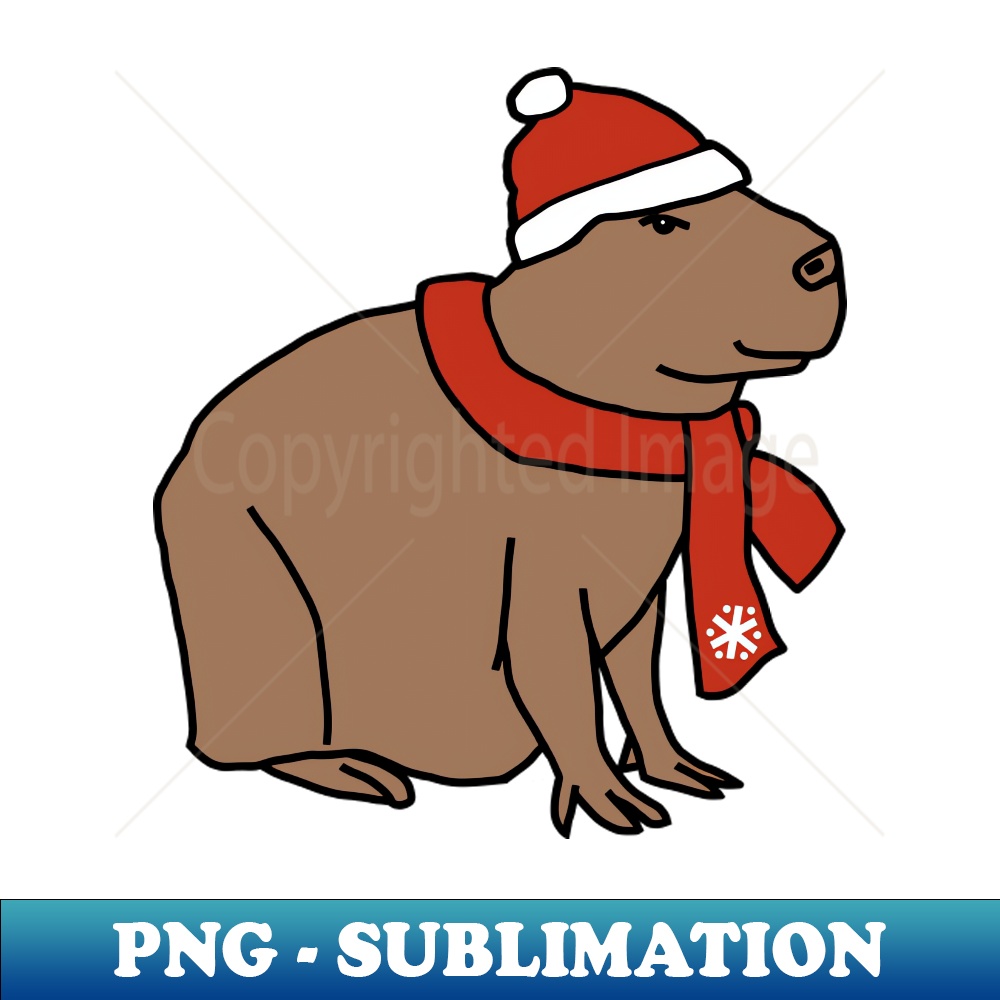 Winter Capybara Wearing Red Hat and Scarf - PNG Transparent | Inspire ...