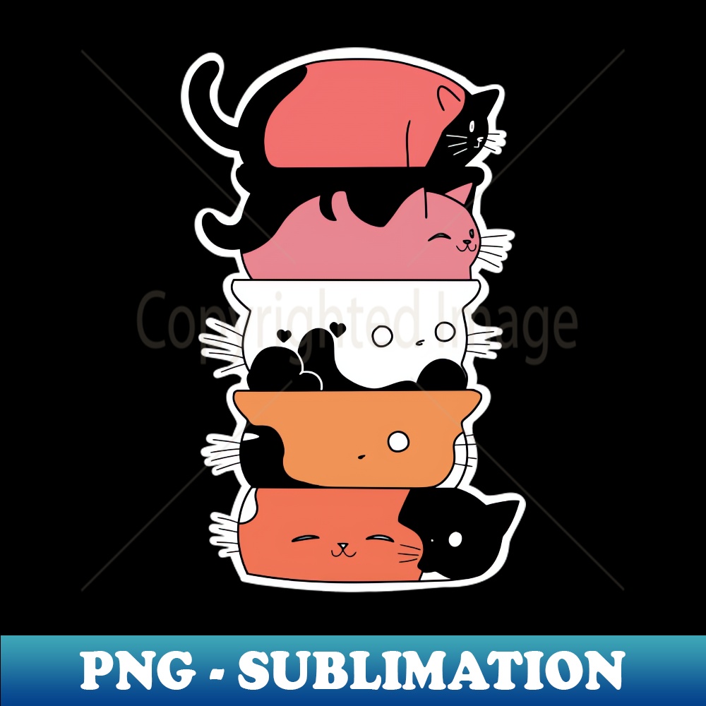 Cute Cat Stack - PNG Transparent Sublimation File - Unlock V | Inspire ...