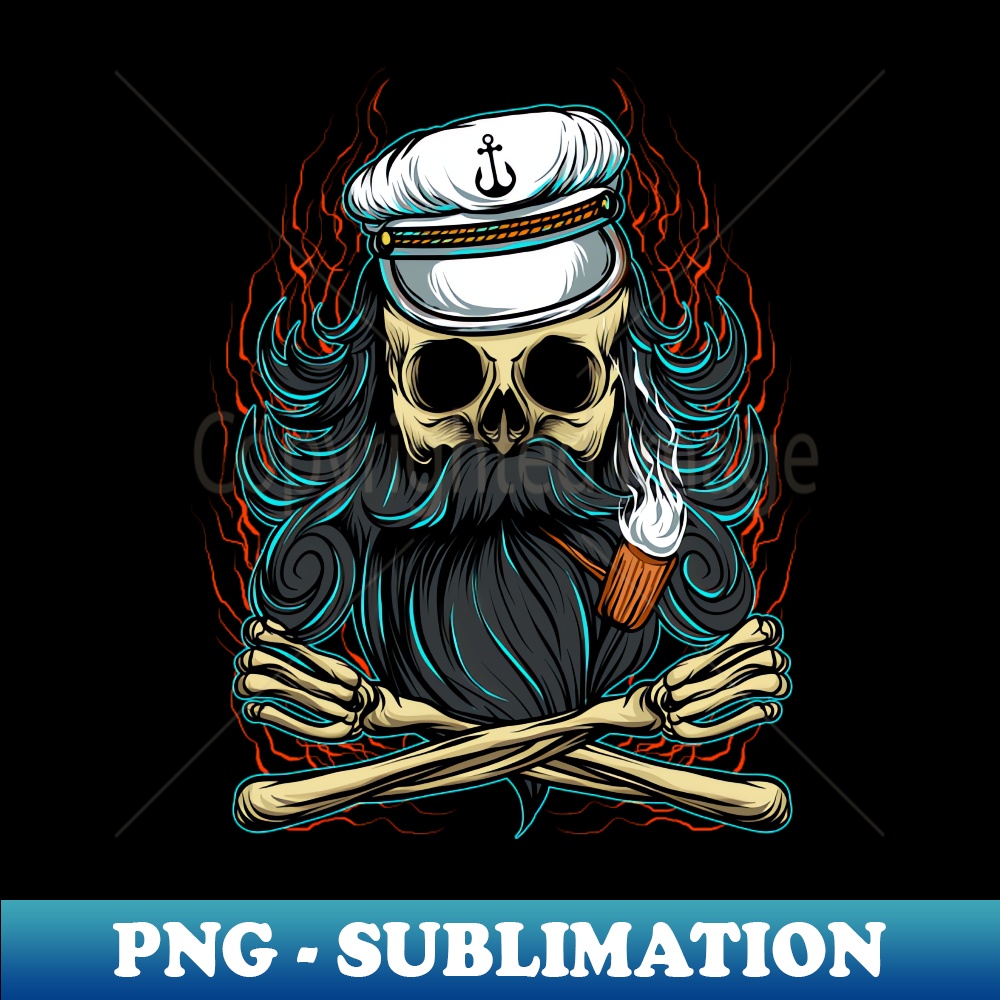 Bearded Skull Pirate Captain - Decorative Sublimation PNG Fi - Inspire ...