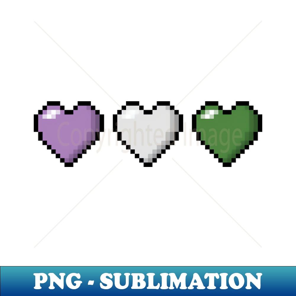 Row of Three Genderqueer Pride Flag Pixel Hearts - PNG Trans | Inspire ...