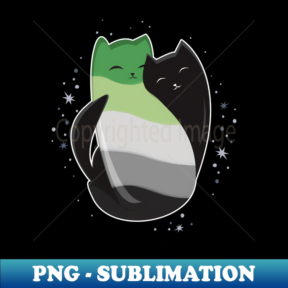 Aromantic Cat LGBT Pride Flag - Sublimation-Ready PNG File - - Inspire Uplift