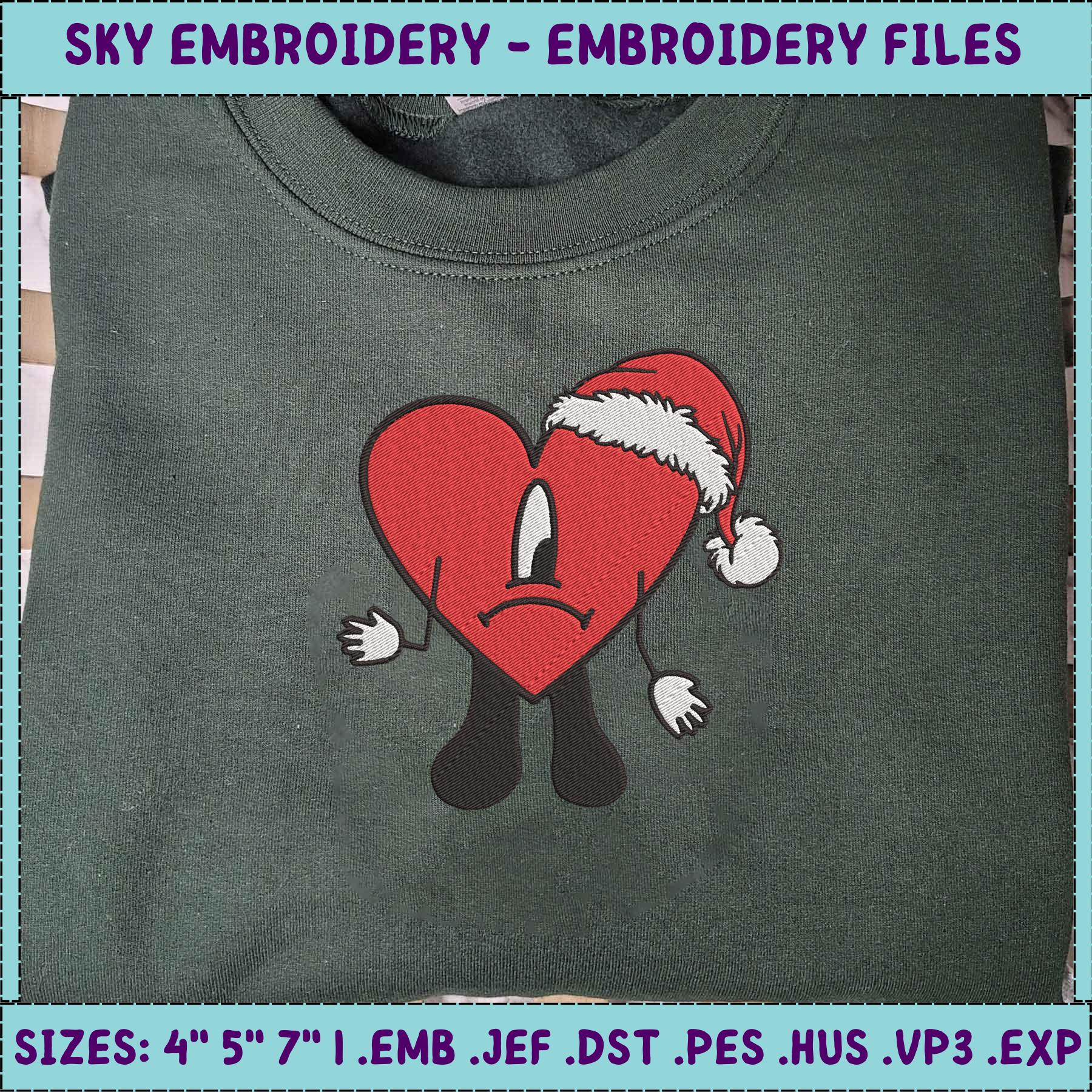Christmas Bad Bunny Embroidery, Christmas Embroidery Designs | Inspire ...