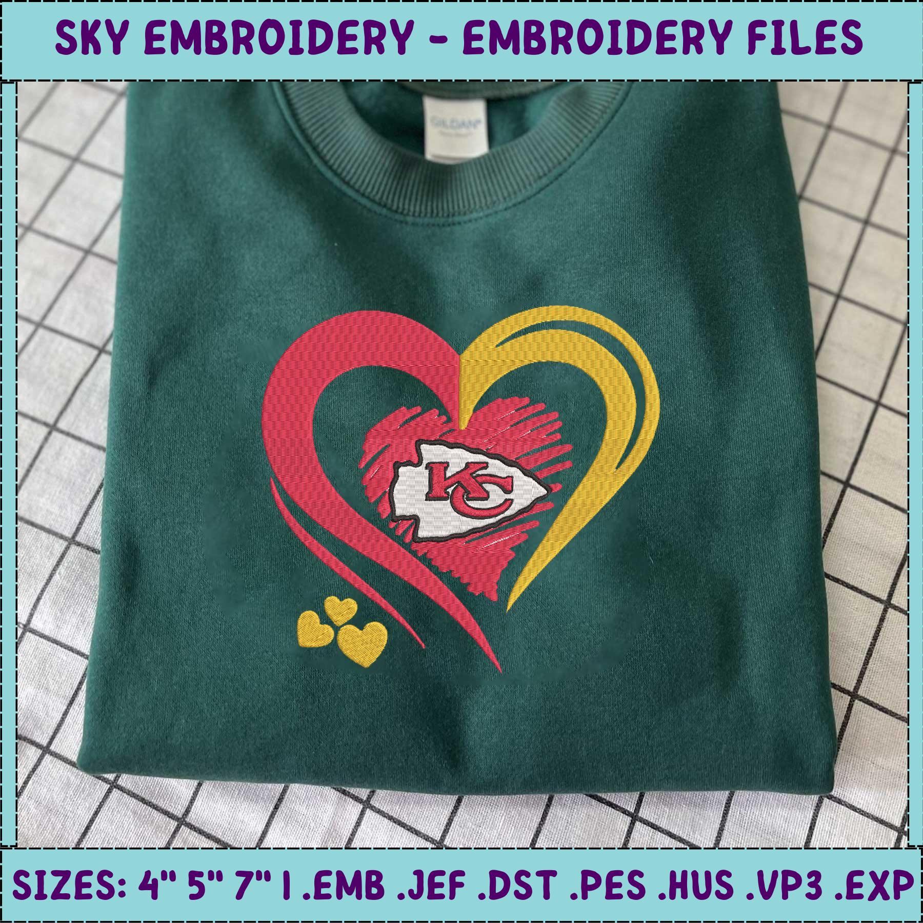 NFL Kansas City Chiefs Heart Embroidery Design, NFL Football | Inspire ...