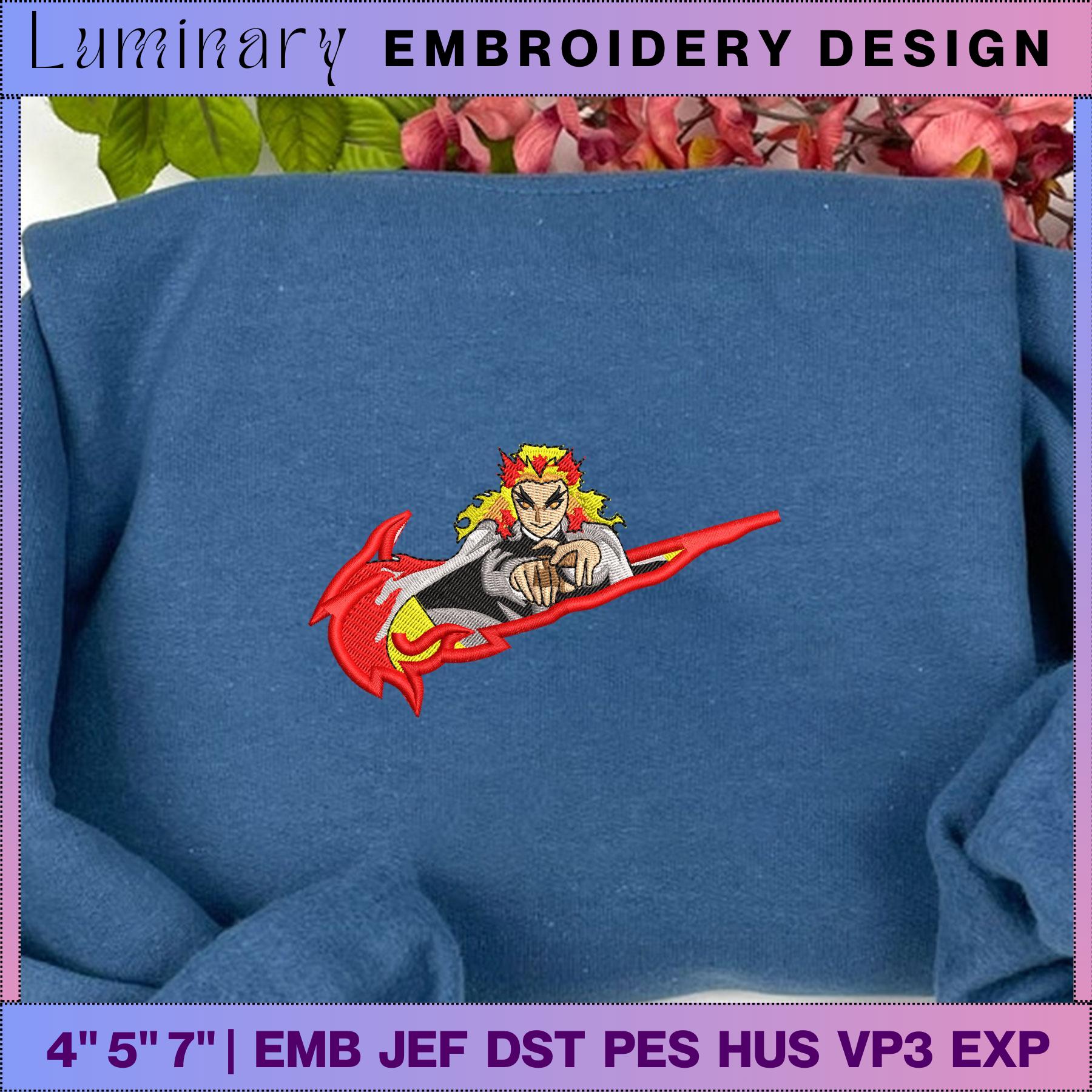 Inspired Anime Embroidered Sweatshirt, NIKE X Rengoku Embroi | Inspire ...