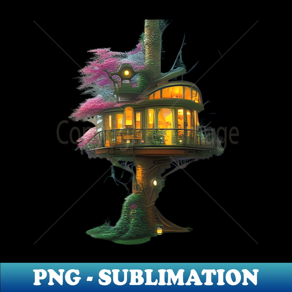 Retro futuristic Treehouse - High-Resolution PNG Sublimation - Inspire ...
