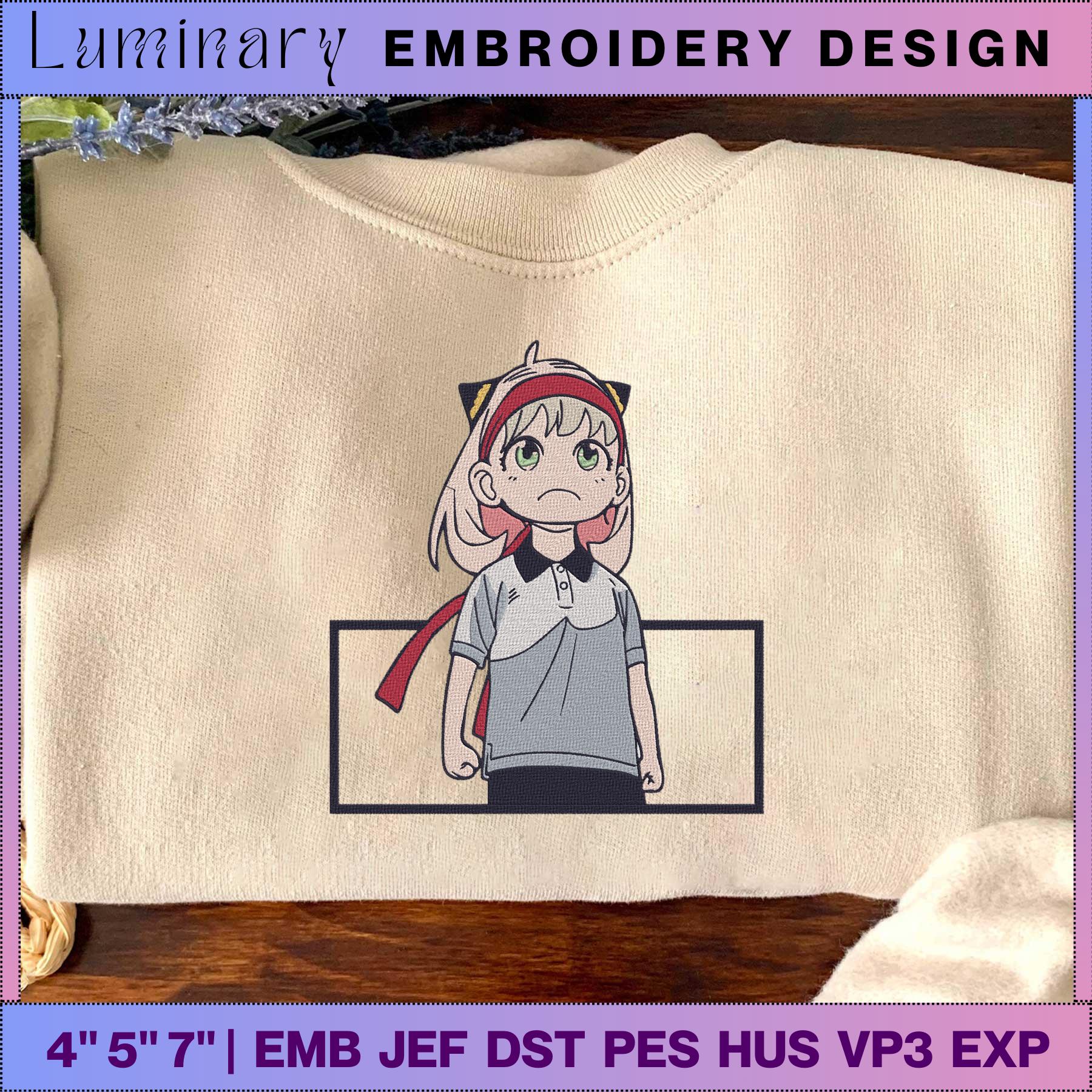 Cute Anime Girl Embroidery Designs, Inspired Anime Embroider - Inspire ...