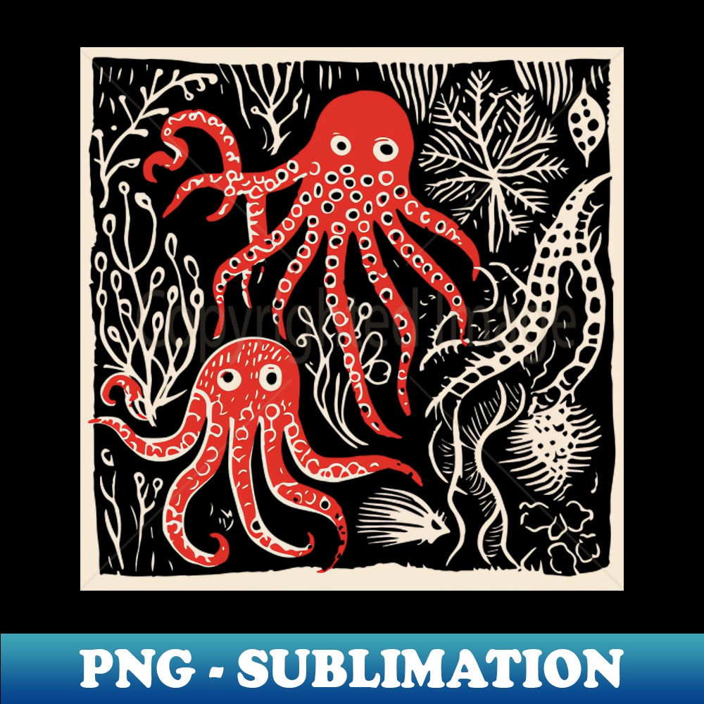 Underwater Lino Cut - Retro PNG Sublimation Digital Download - Inspire ...