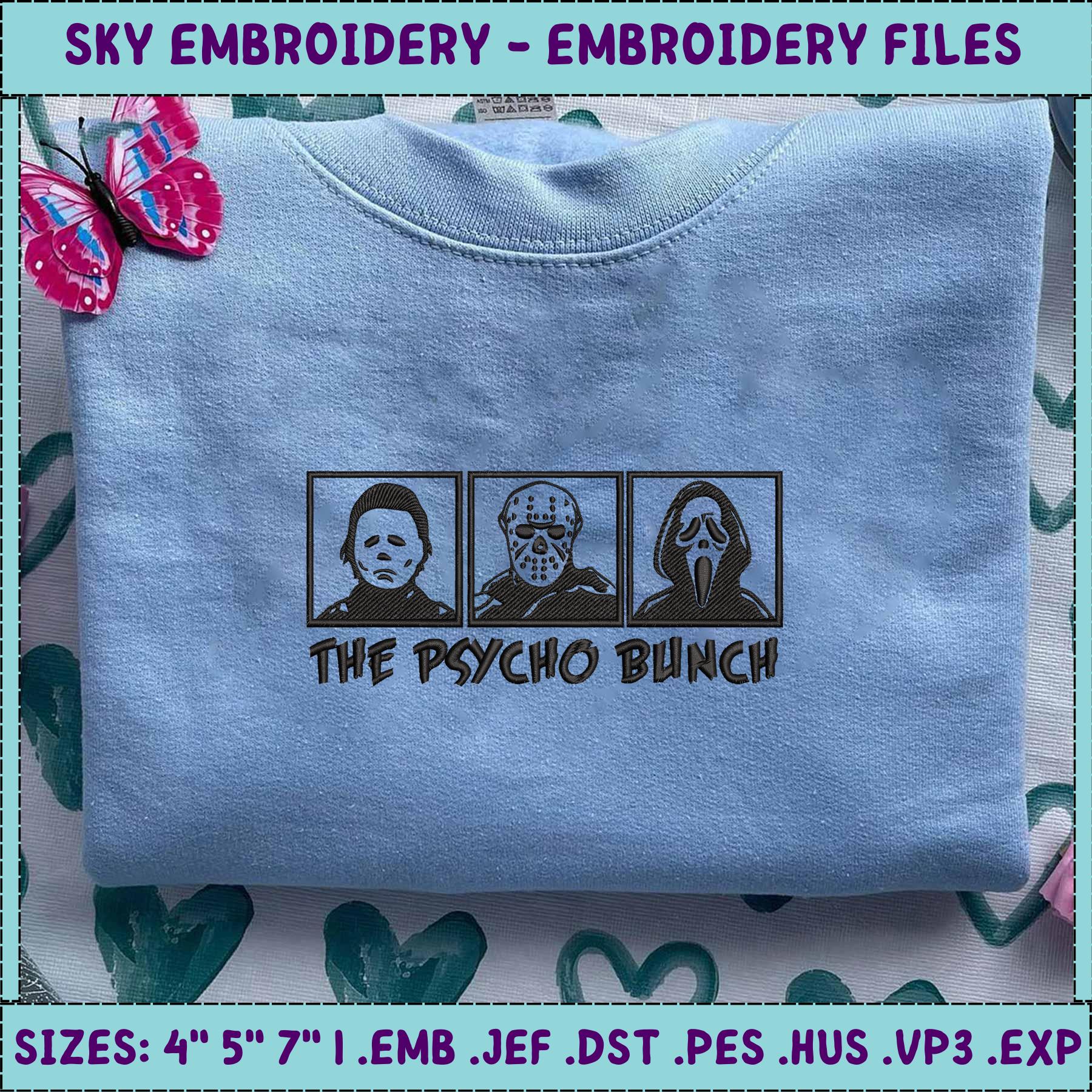 The Psycho Bunch Embroidery Design, Horror Movie Embroidery - Inspire ...