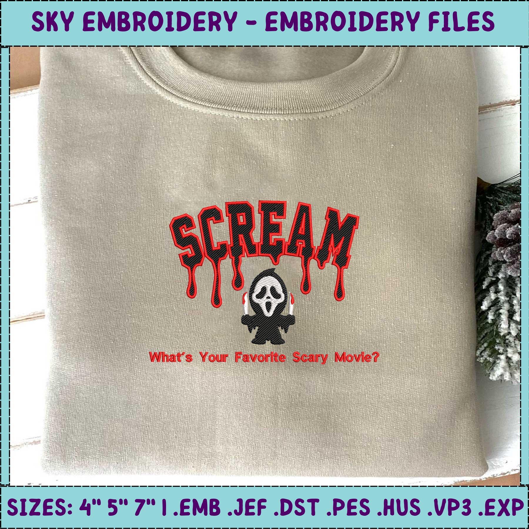 Face Ghost Embroidery Design, Scream Face Ghost Halloween Ho | Inspire ...