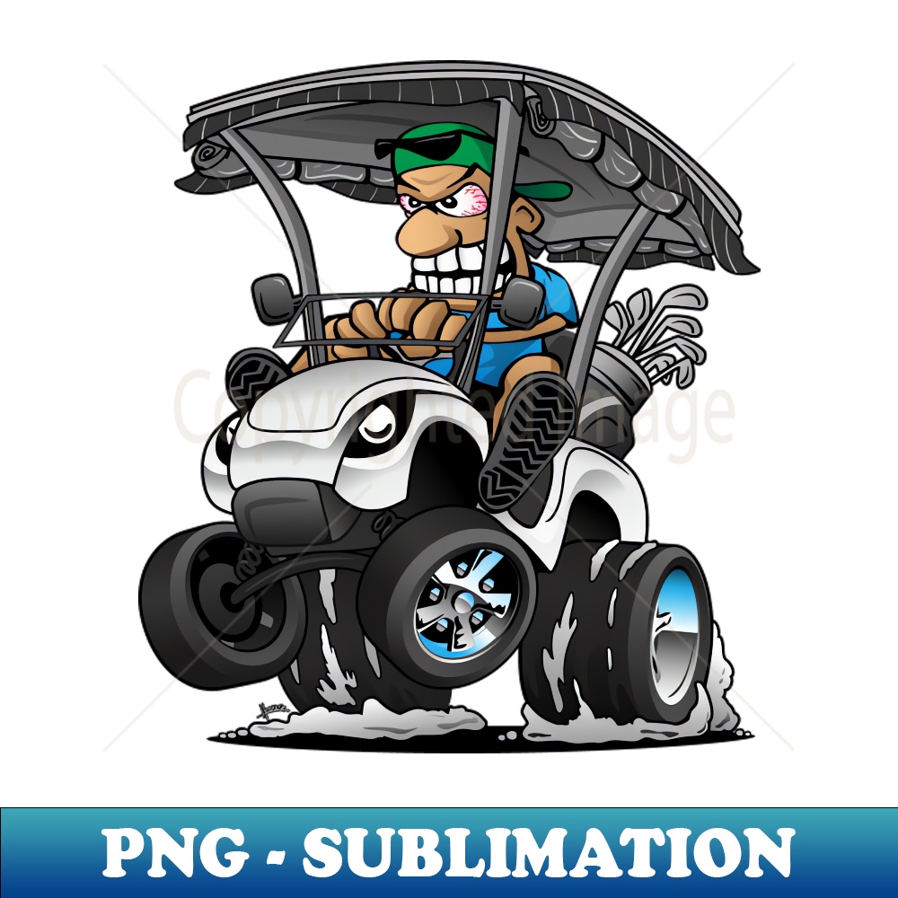 Funny Golf Cart Hotrod Golf Car Popping a Wheelie Cartoon - | Inspire ...