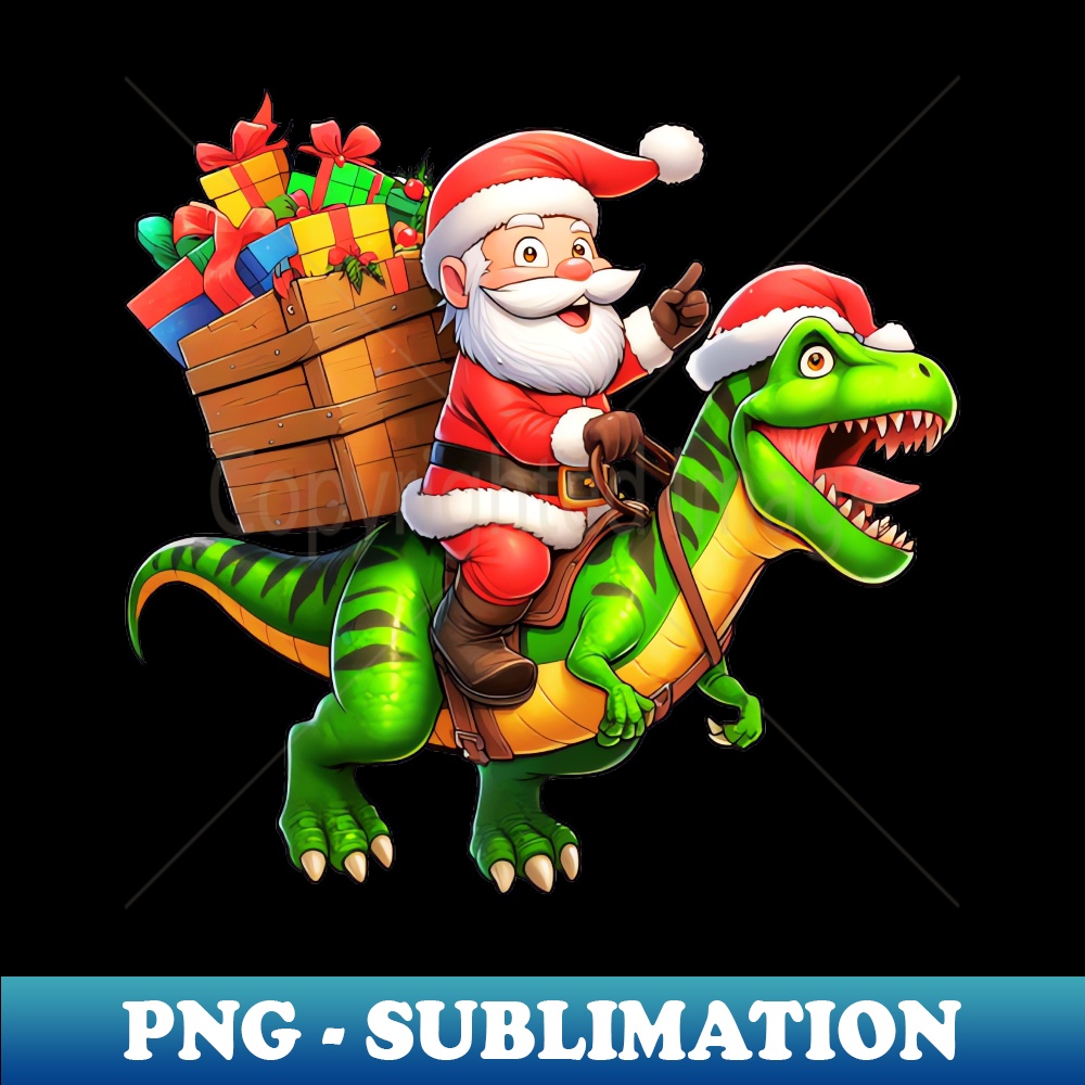 Santa Claus Riding T-REX - High-Quality PNG Sublimation Down | Inspire ...