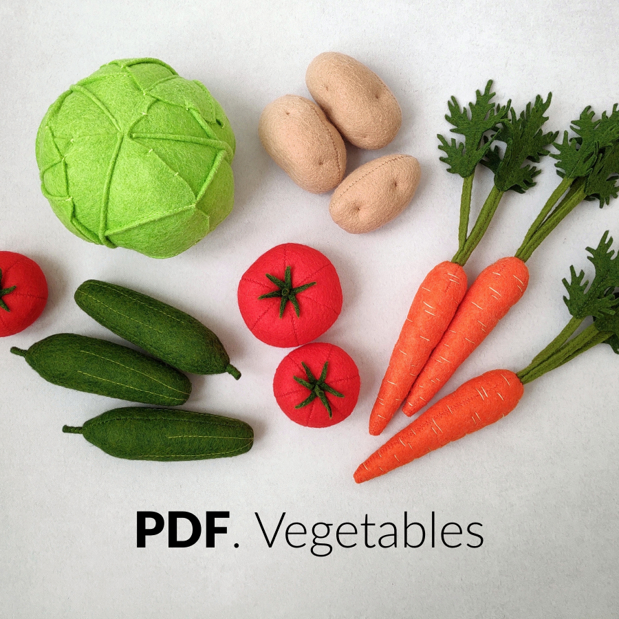 Felt Vegetables Set - Pattern PDF - Felt Food - Play Kitchen | Inspire ...