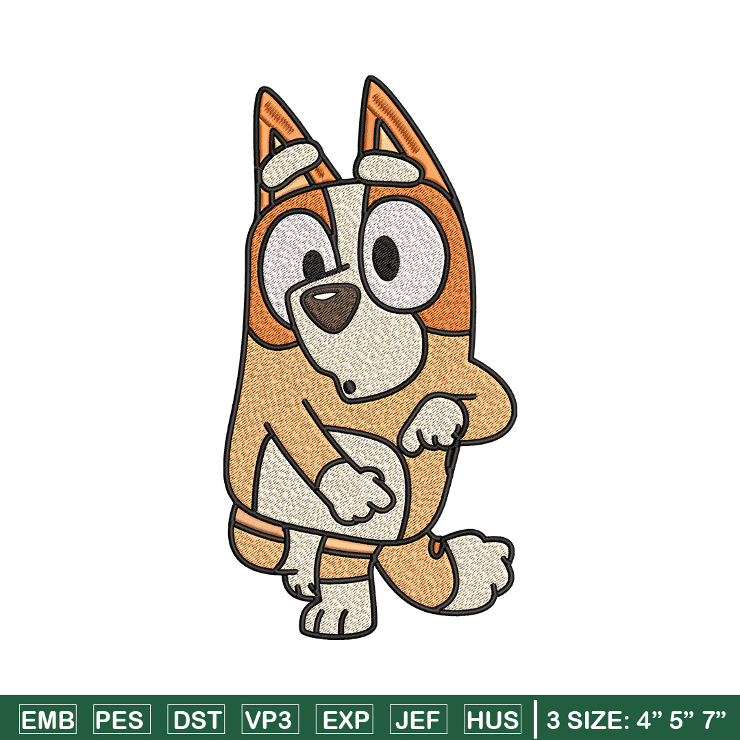 Bingo Heeler Embroidery, Bluey cartoon Embroidery, Embroider | Inspire ...