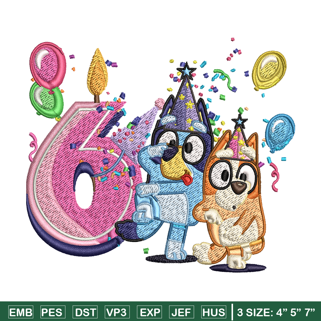 Bluey bingo 6th birthday Embroidery, Bluey birthday Embroide | Inspire ...