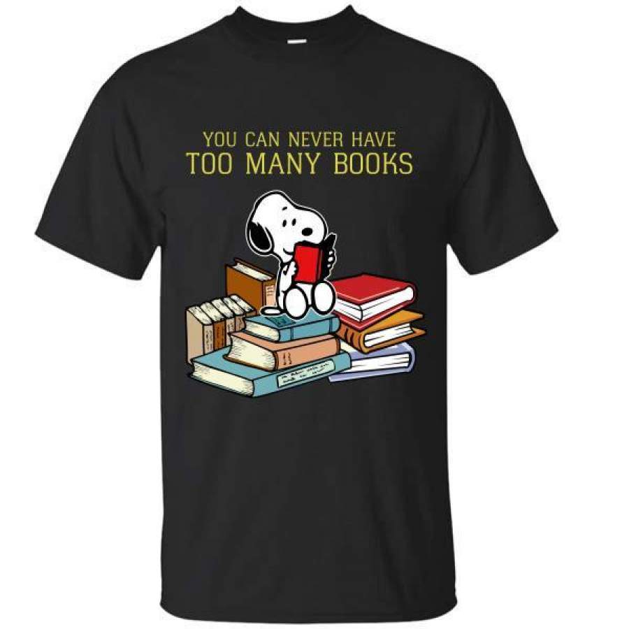 Peanuts Snoopy You Can Never Have Too Many Books T-Shirt | Inspire Uplift