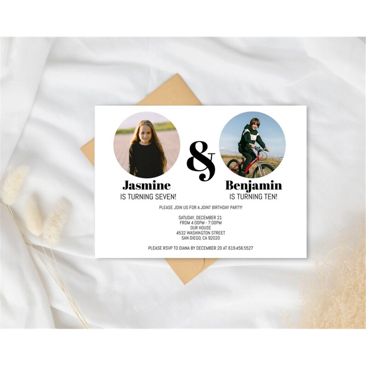 Joint Birthday Invitation Template, Sibling Birthday Invitat | Inspire ...