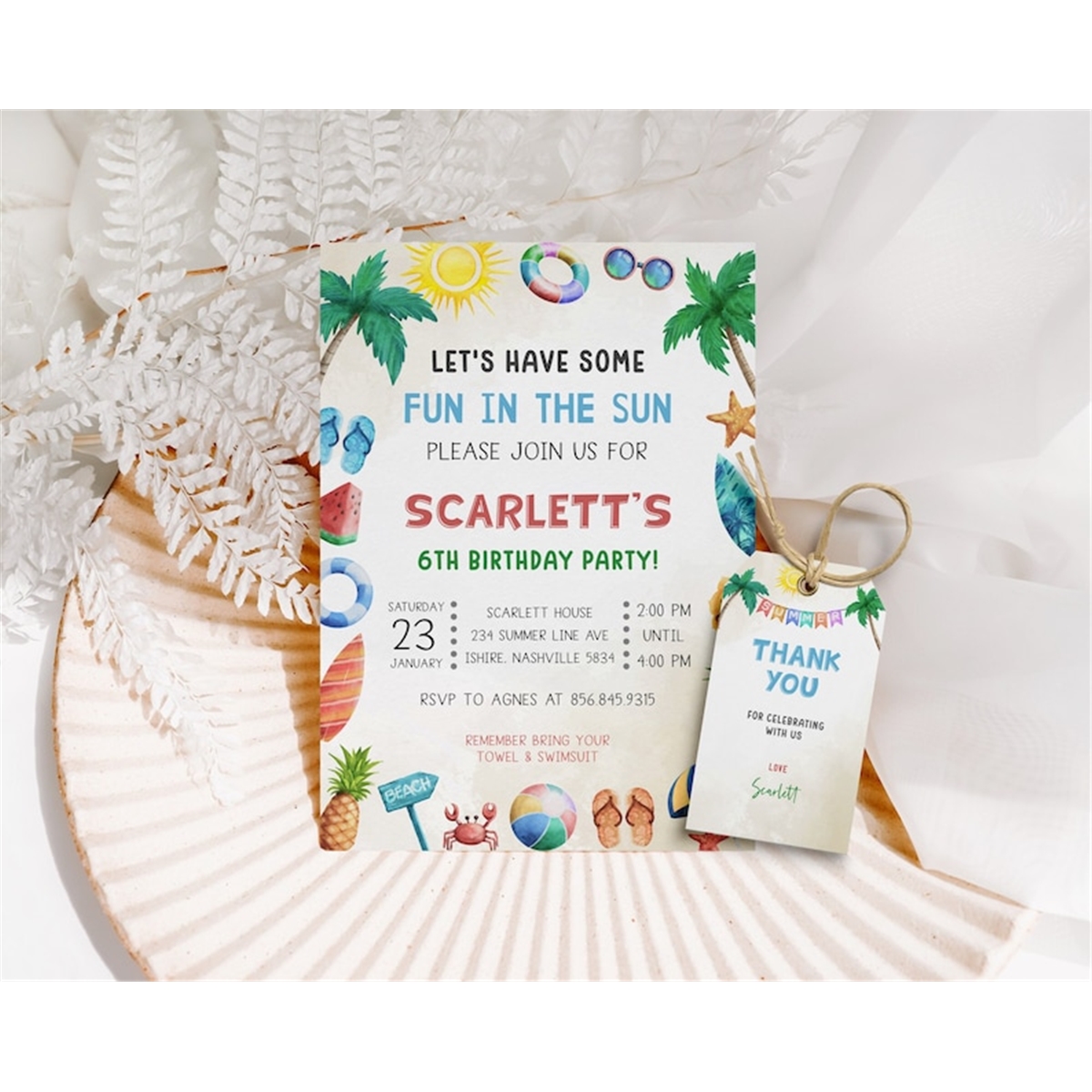 Summer Birthday Invitation Beach Birthday Invite Surf Invita | Inspire ...