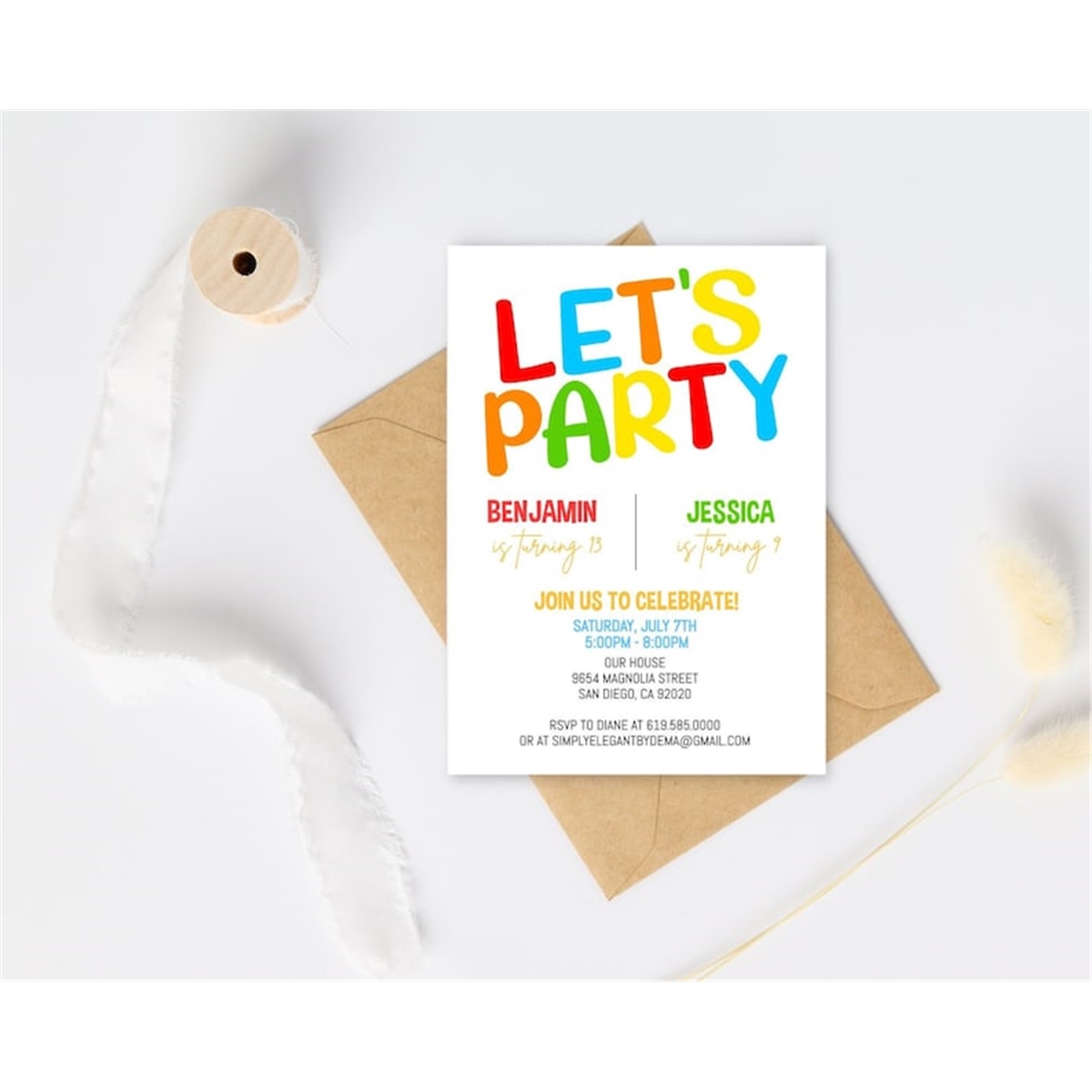 Colorful Joint Birthday Party Invitation Template, Modern Mi | Inspire ...